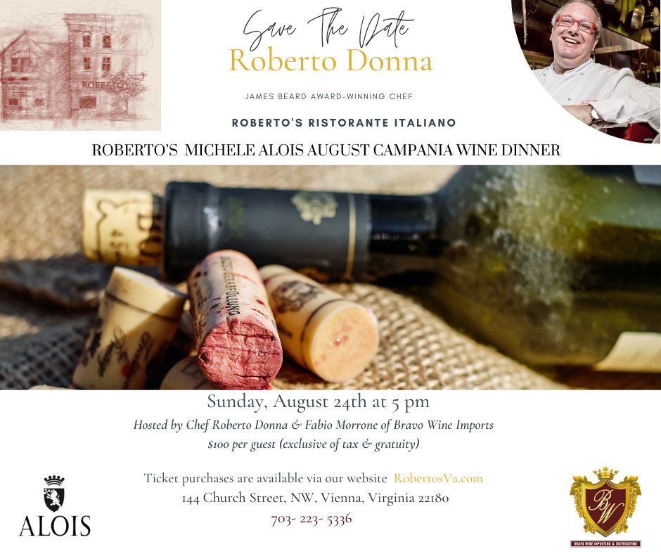 Roberto's Michele Alois August Campania Wine Dinner | Roberto's ...