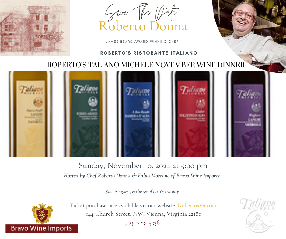 Taliano Michele November Wine Dinner | Roberto's Ristorante Italiano ...