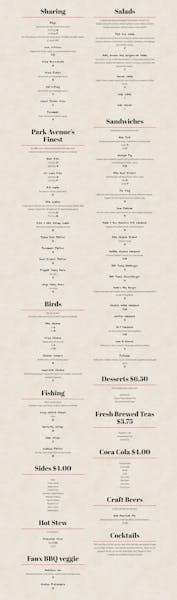 Menu | Park Avenue BBQ Grille
