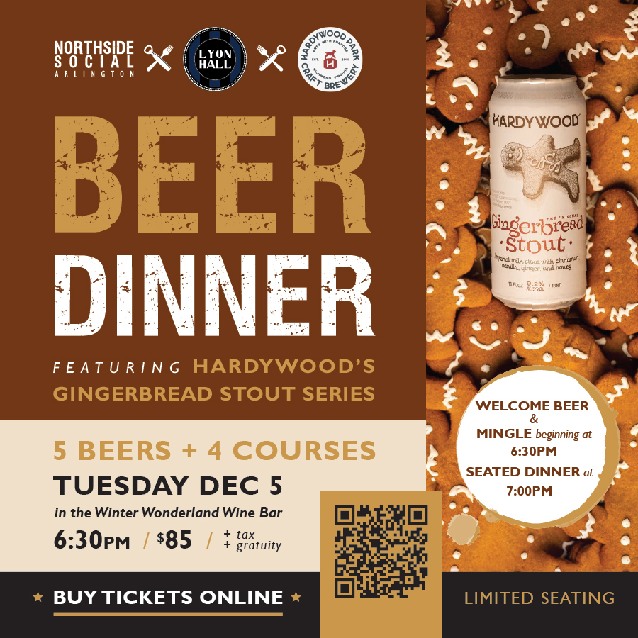 Hardywood Gingerbread Stout Beer Dinner, Northside Social, Lyon Hall