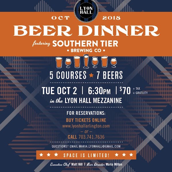 Southern Tier Brewing Company Beer Dinner | Lyon Hall