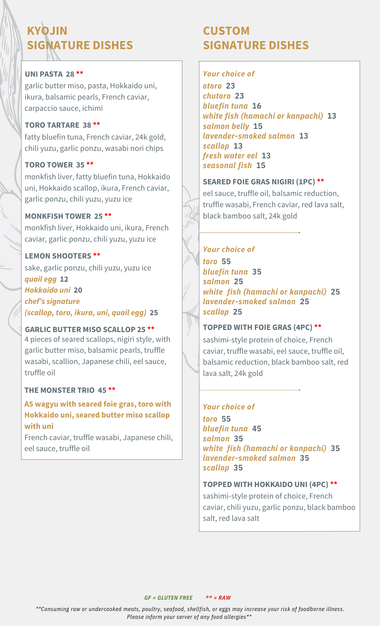 Menu | Kyojin Sushi | Japanese Restaurant in Washington, DC