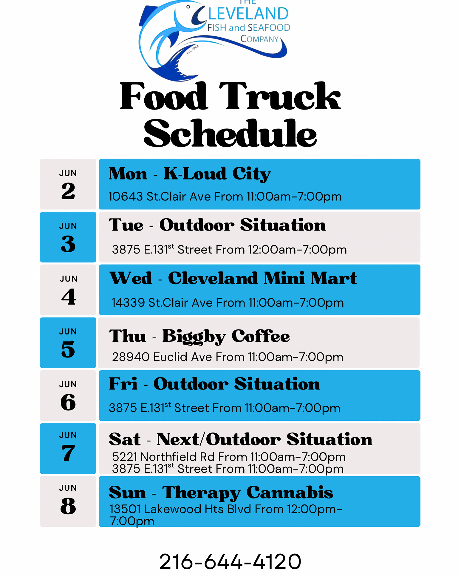 Hours & Location | The Cleveland Fish and Seafood Company