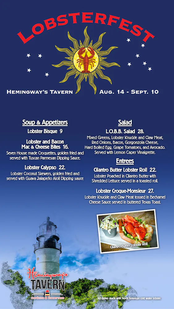 Menus | Hemingway's Tavern