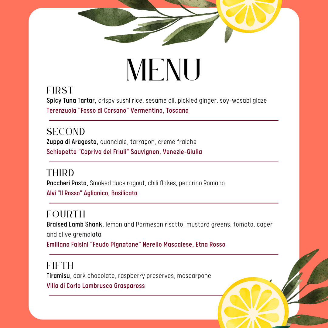 A Sip of Italy: An Italian Wine Dinner | Parizade