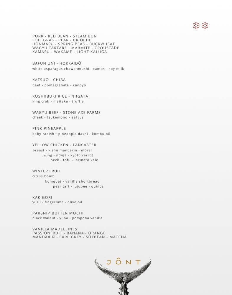 Menu | Jont DC in Washington, DC