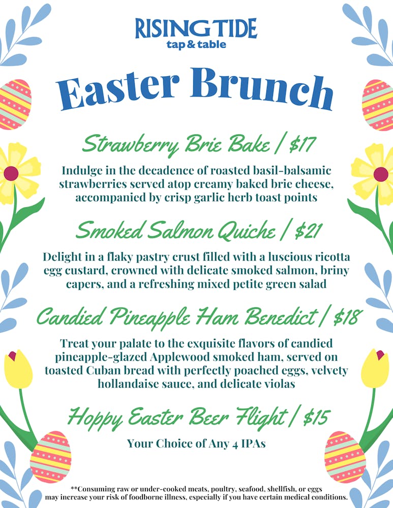 Menus | Rising Tide Tap and Table in Port Canaveral, FL