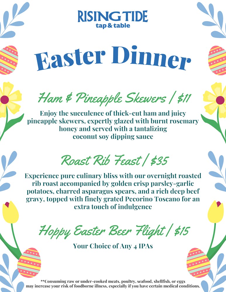 Menus | Rising Tide Tap and Table in Port Canaveral, FL