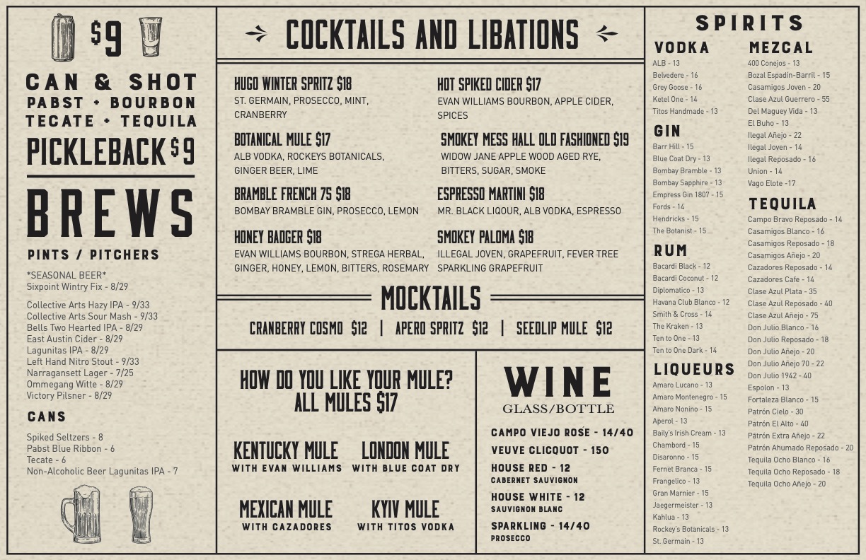Menu | Mess Hall