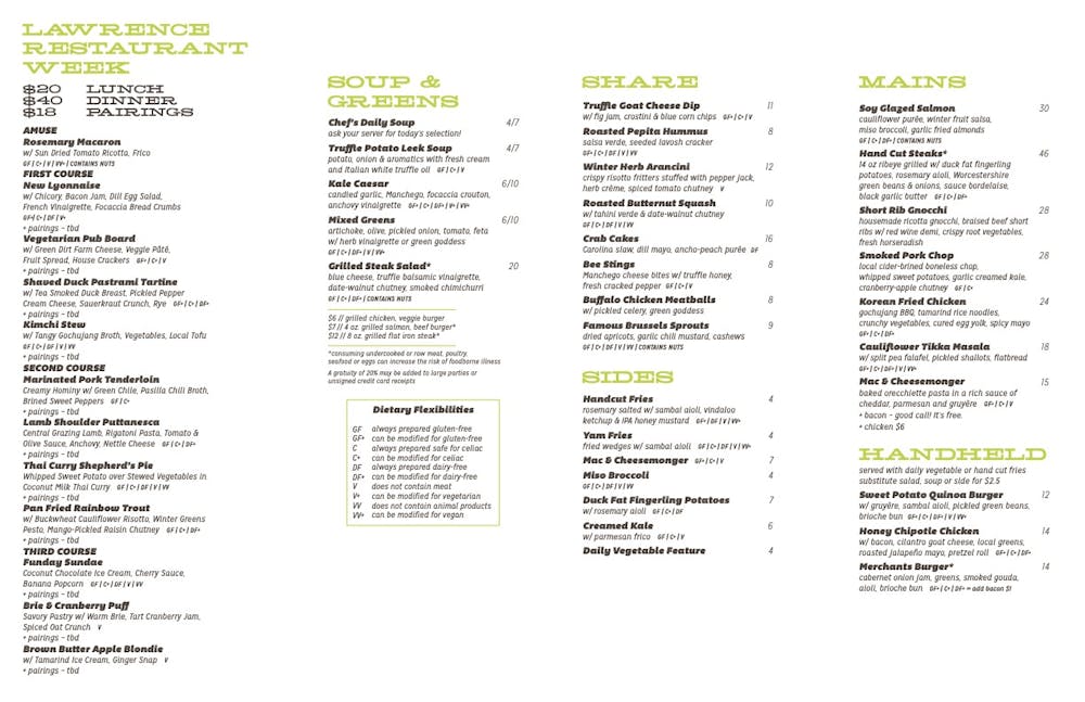 Menus | Merchants Pub & Plate