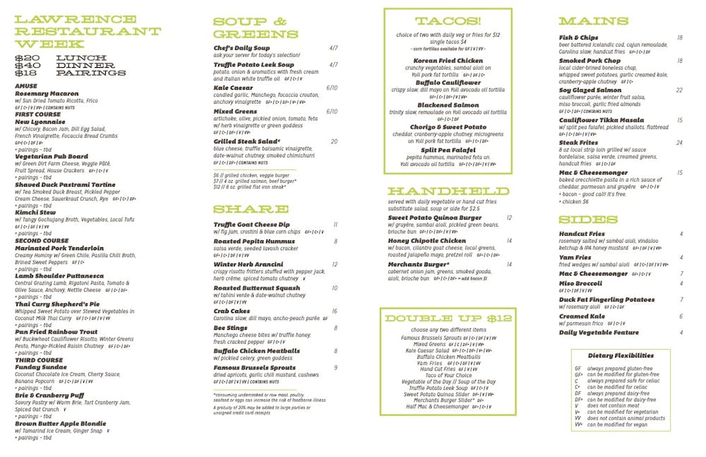Menus | Merchants Pub & Plate