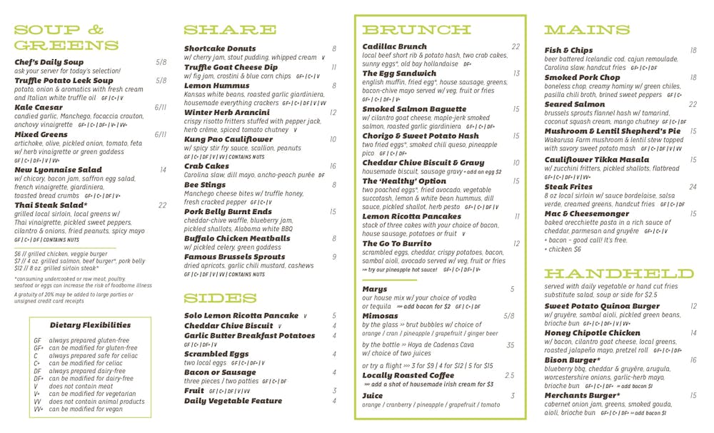 Menus | Merchants Pub & Plate