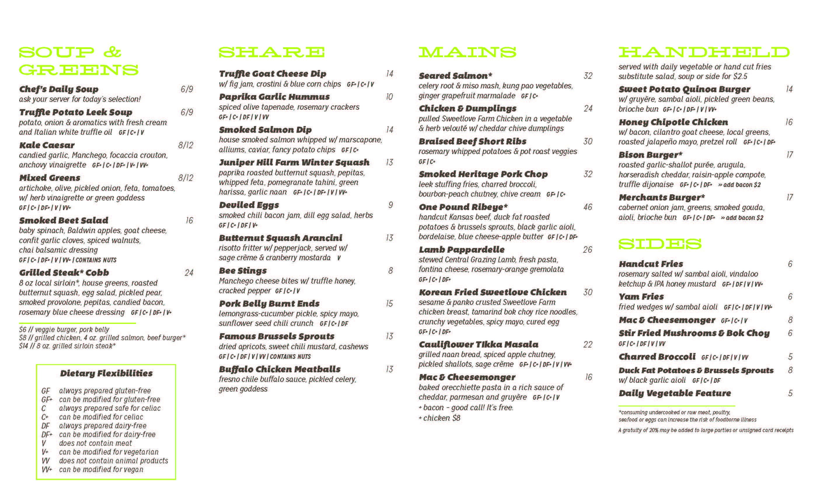 Menus | Merchants Pub & Plate