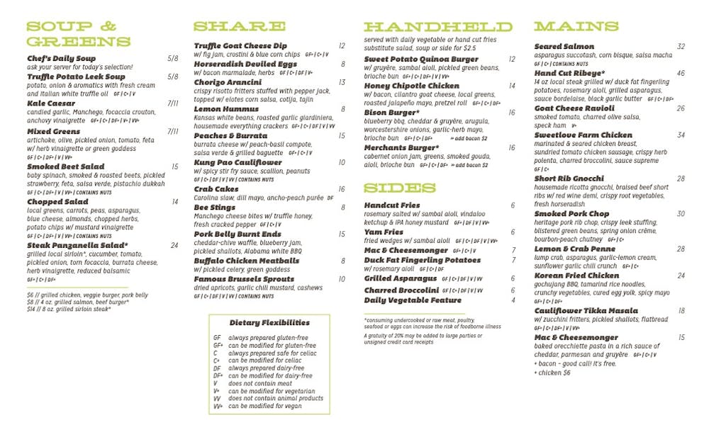Menus | Merchants Pub & Plate