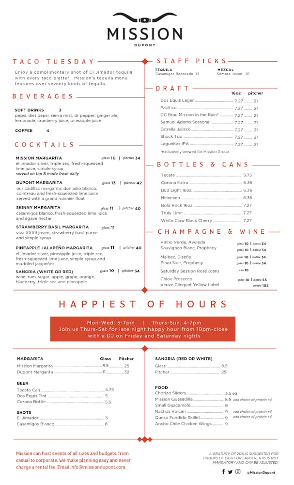 Menus | Mission Dupont