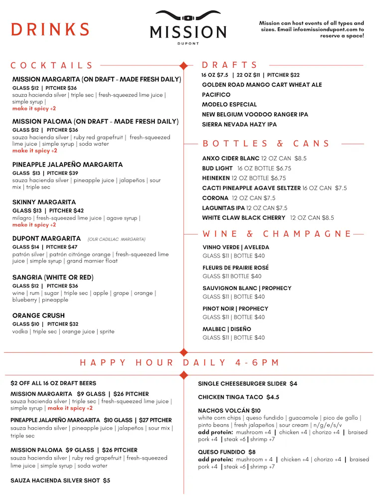 Menus | Mission Dupont