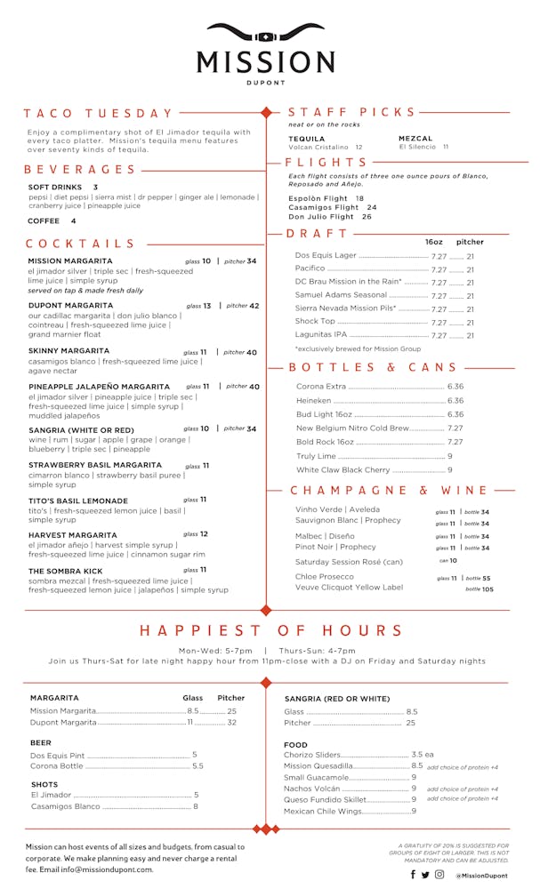 Menus | Mission Dupont