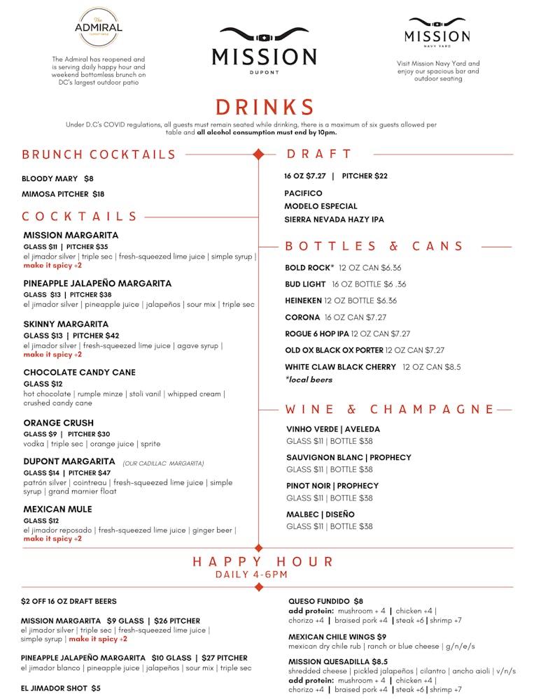 Menus | Mission Dupont
