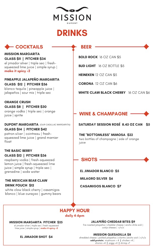 Menus | Mission Dupont