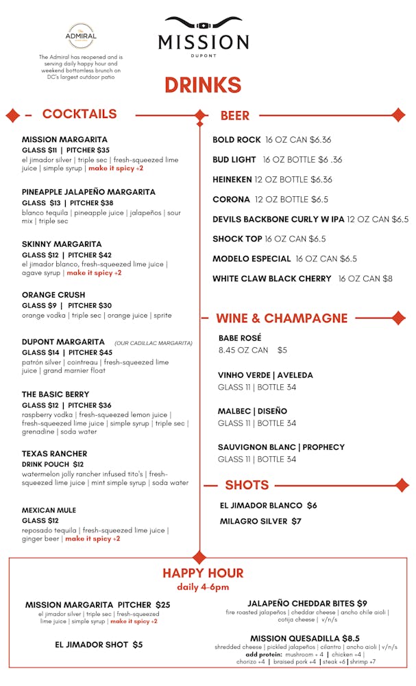 Menus | Mission Dupont