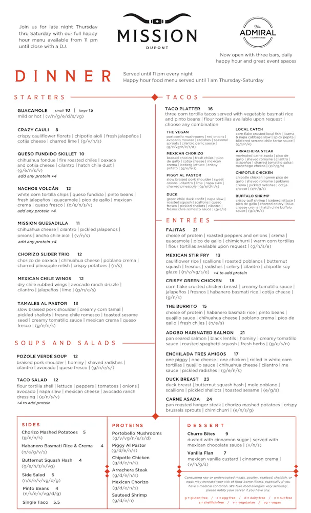 Menus | Mission Dupont