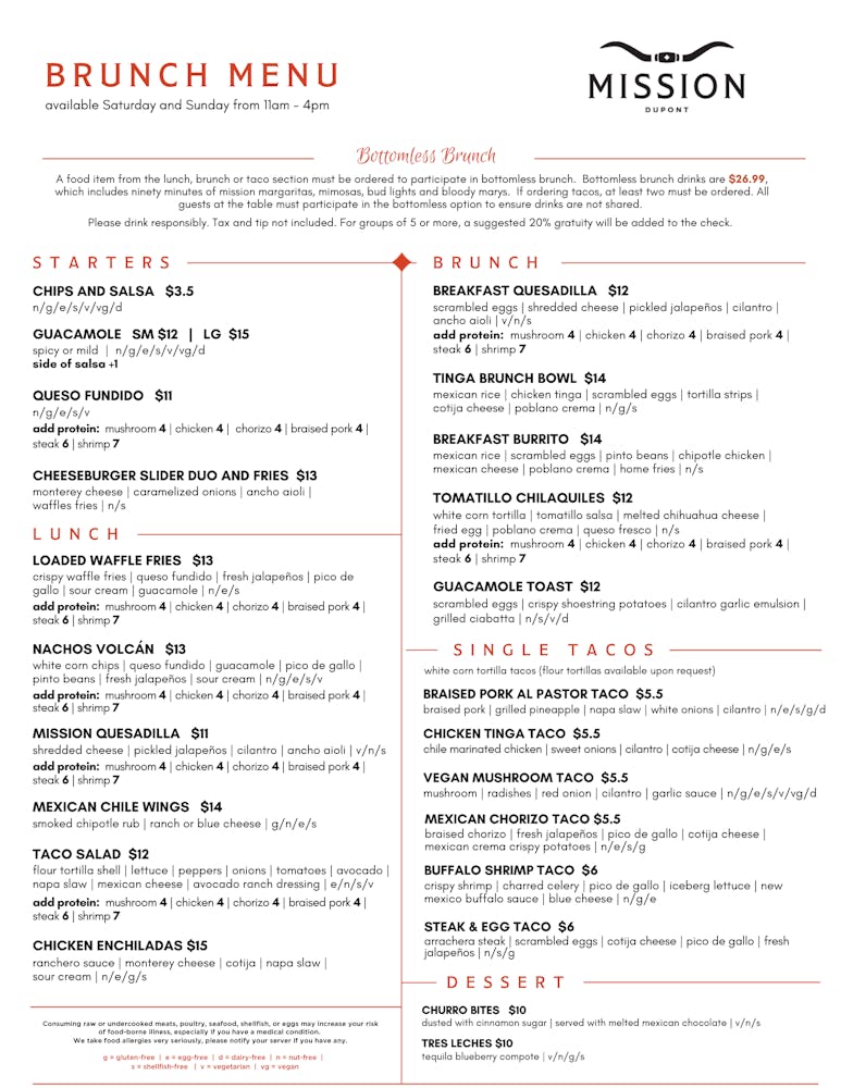 Menus | Mission Dupont