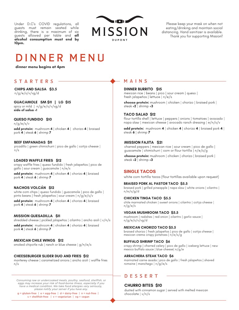 Menus | Mission Dupont
