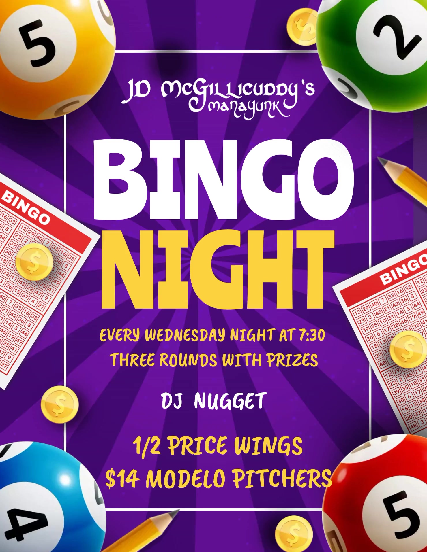 Wednesday Wing Night & Bingo - 1/2 Price Wings & $14 Modelo Pitchers ...