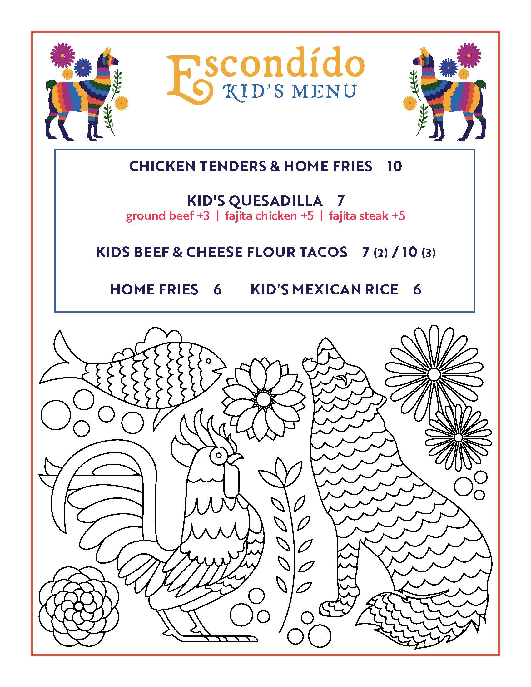 Menu | Escondido Restaurant in Dallas, TX
