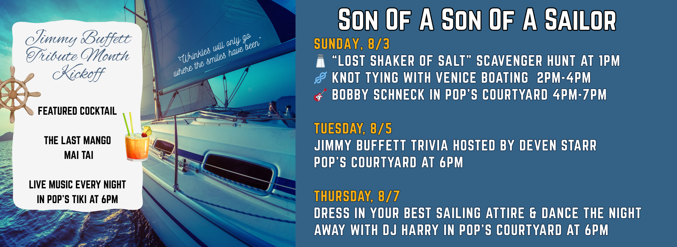 Jimmy Buffett Tribute Month | Pop's Sunset Grill