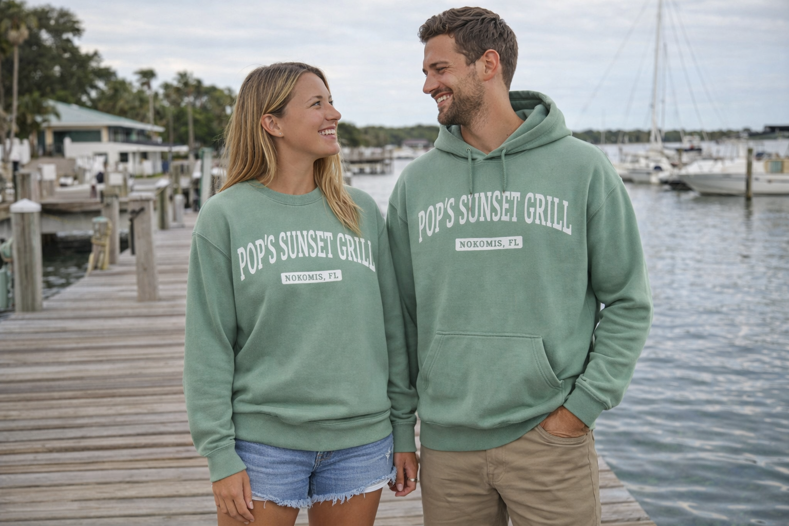 Varsity Green Hoodie | Pop's Sunset Grill