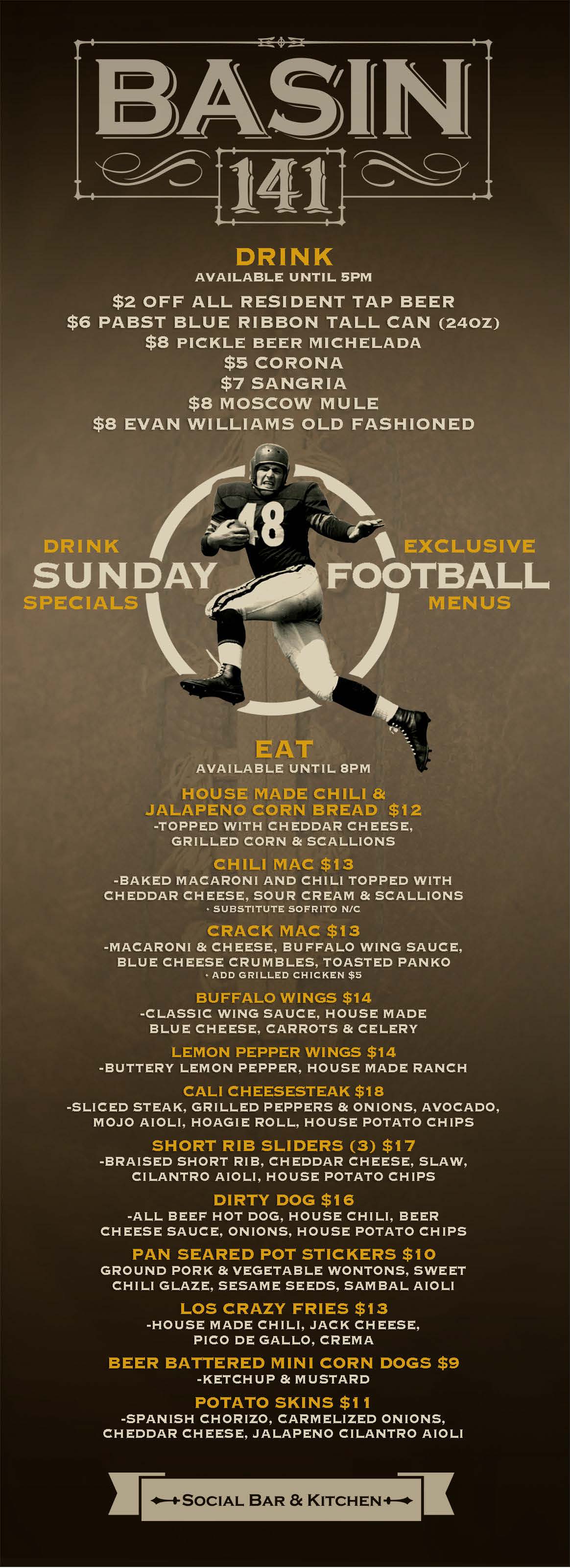 EVERY GAME, EVERY SUNDAY! | Basin 141 | Social Bar + Kitchen in CA