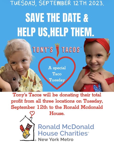 Tony’s Tacos for Ronald Mcdonald House | Tony's Tacos | Mexican-Italian ...