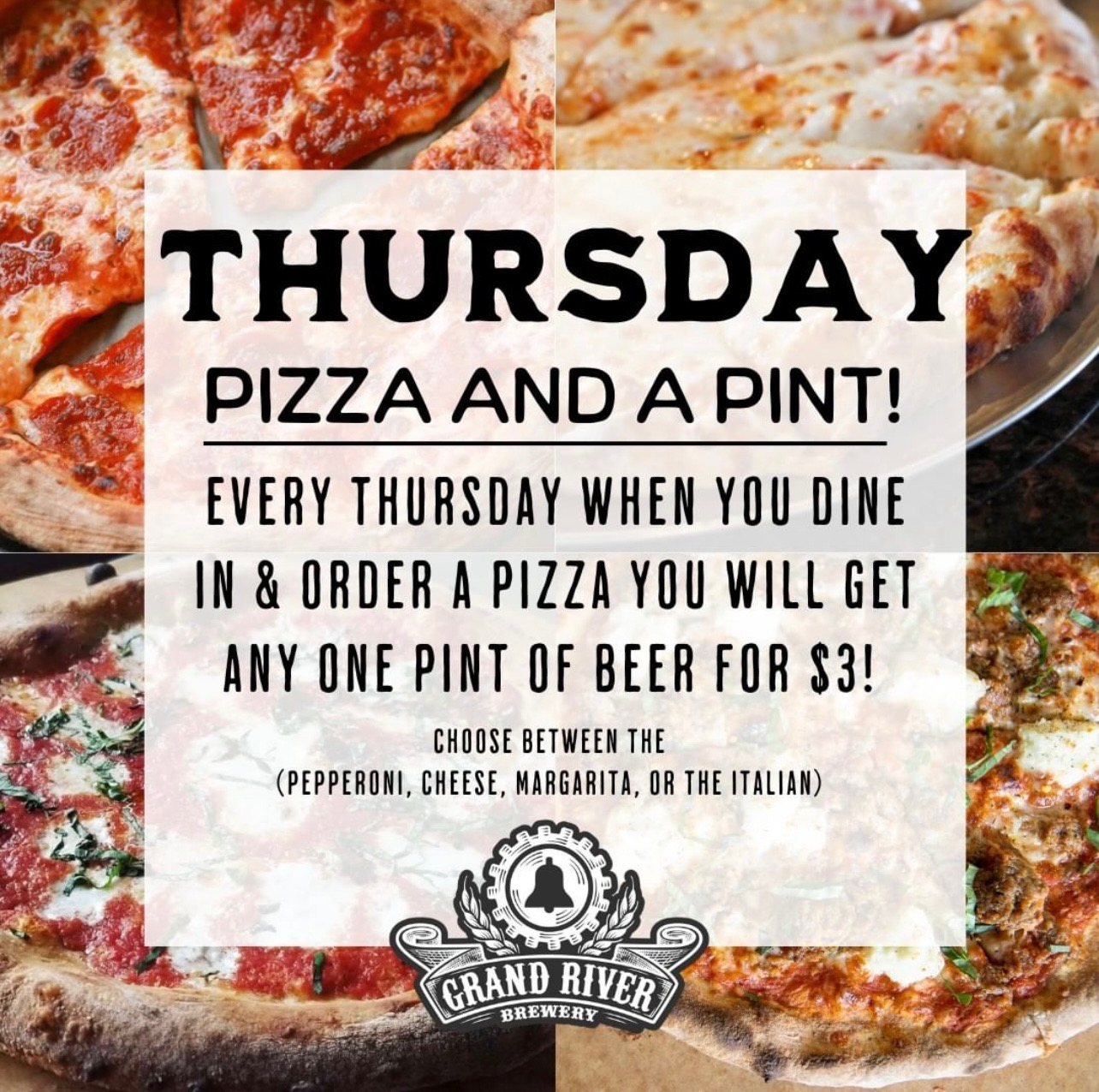 Thursday Pizza and a Pint | Grand River Brewery | Brewery in Michigan