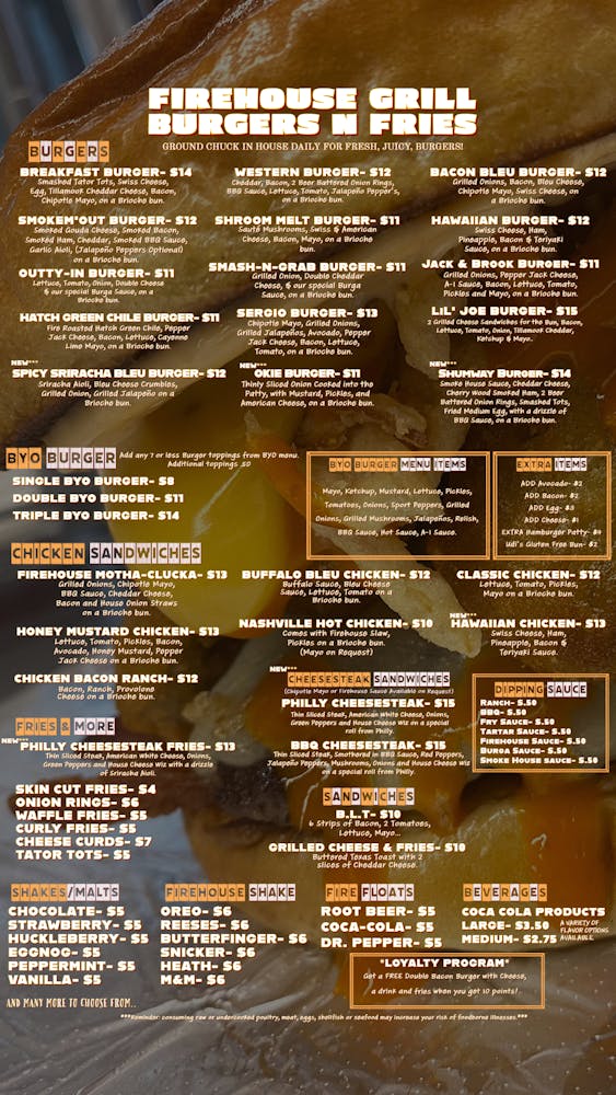 Menus | Firehouse Grill in Port Angeles, WA