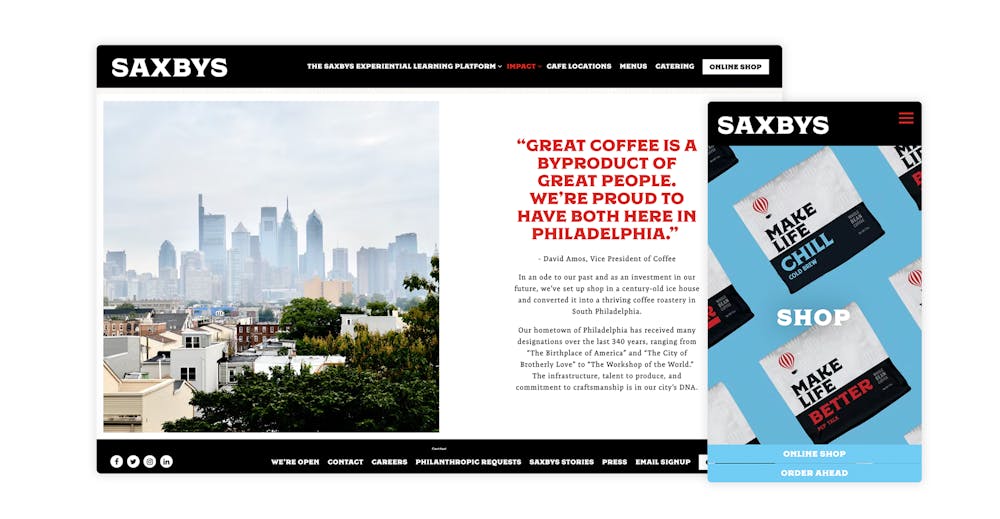 Part Cafe, Part Social Impact. How Saxbys' Website Solves a Unique ...