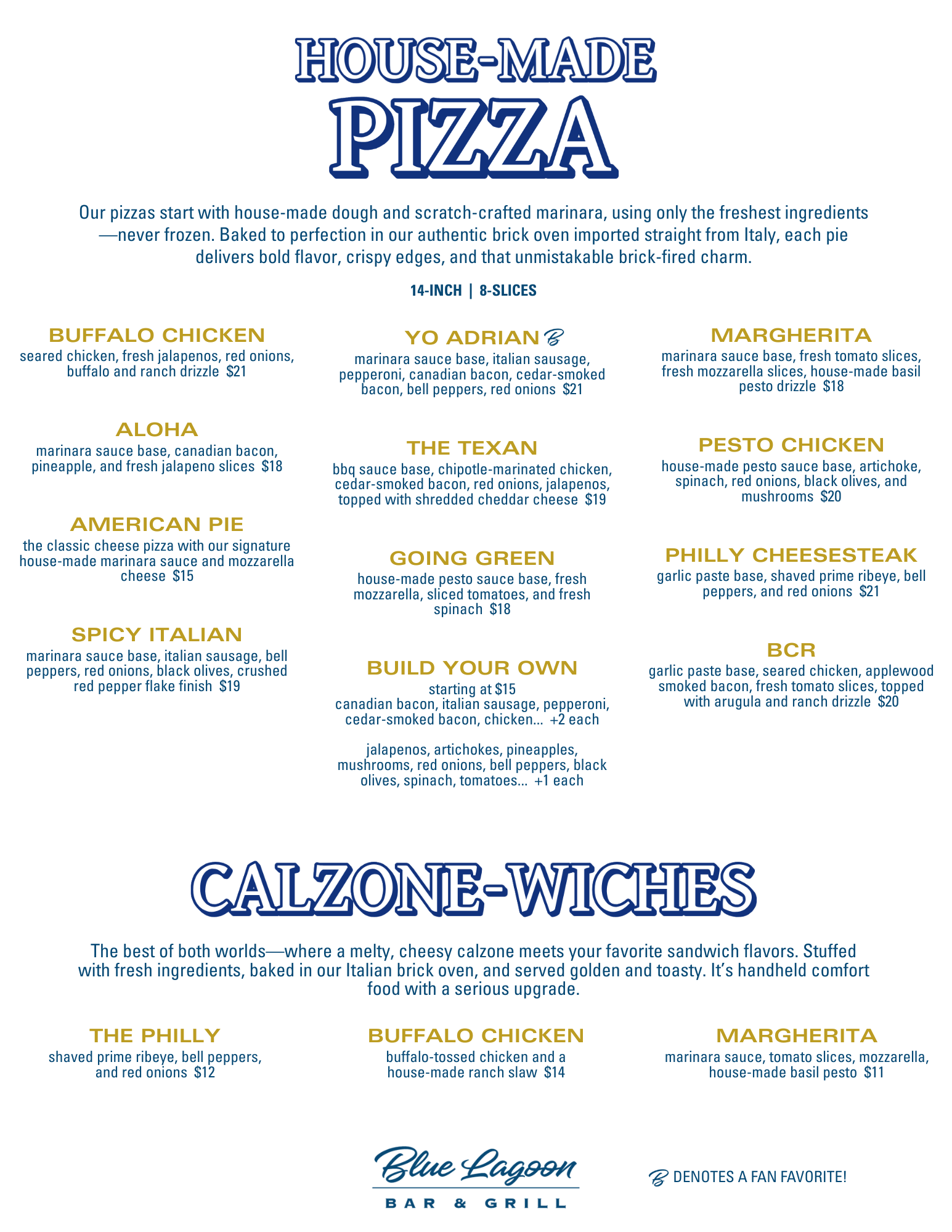 Menus | Blue Lagoon Bar & Grill Lago Mar in Texas City, TX