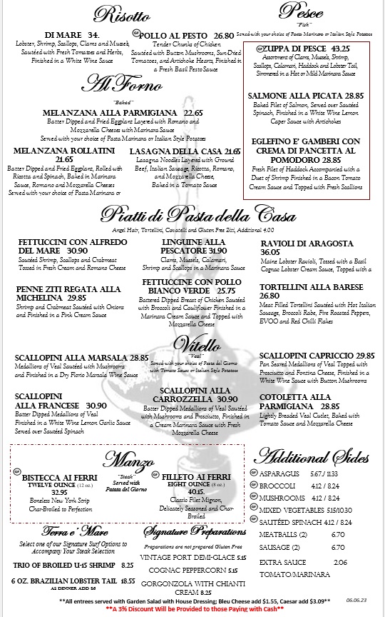 Menus | Paolo Lombardi's Ristorante in Wynantskill, NY