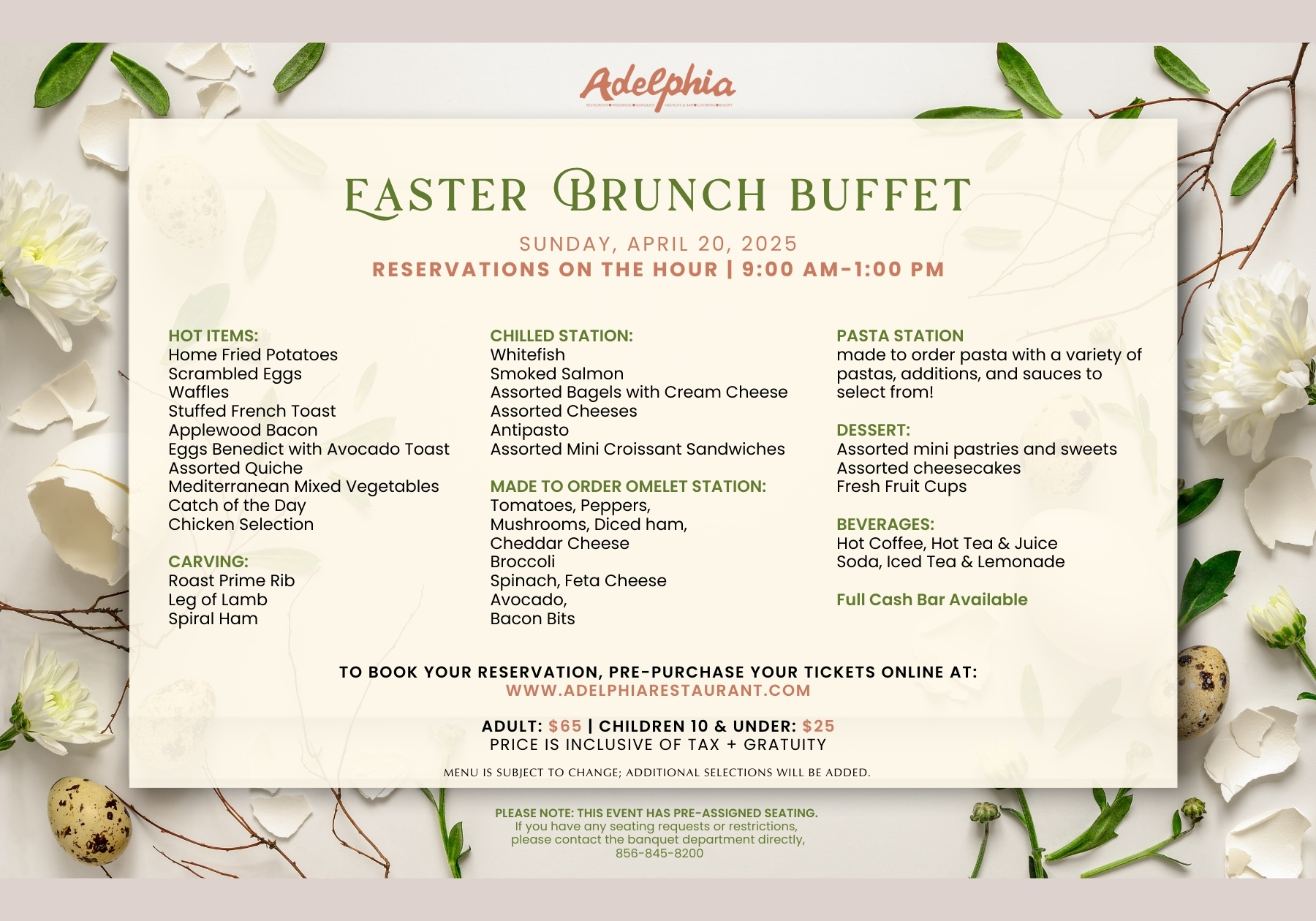 Easter Sunday Brunch Buffet, April 20, 2025 | Wedding Venue in Deptford ...