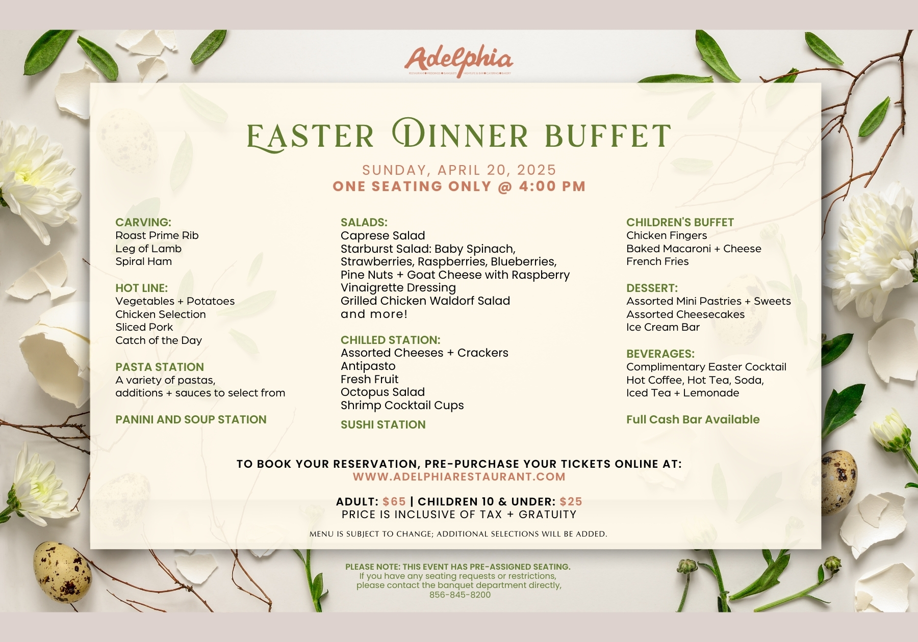 Easter Sunday DINNER Buffet, April 20th, 2025 | Wedding Venue in ...