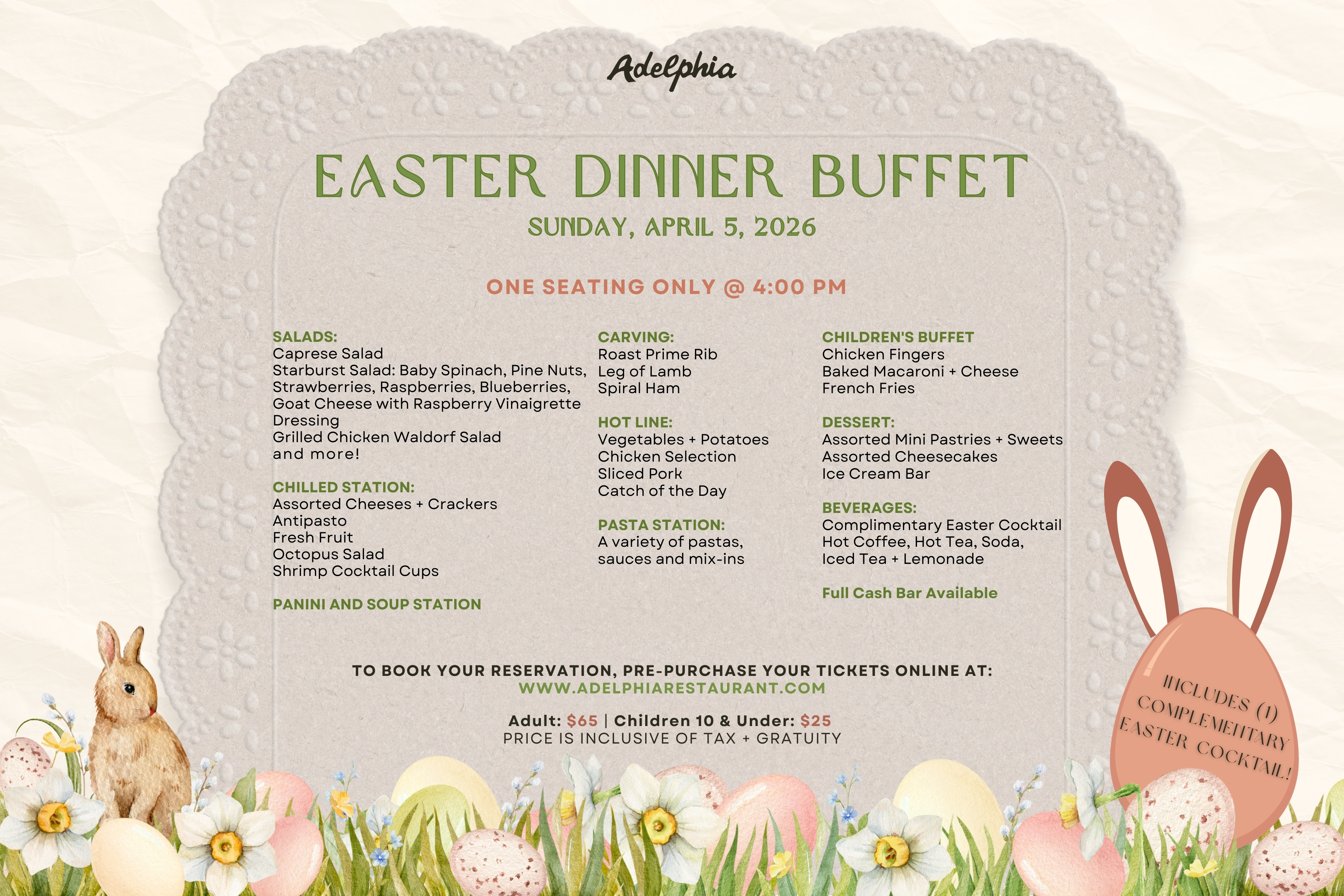 Easter Sunday DINNER Buffet- Sunday, April 5th, 2026 | Wedding Venue in ...