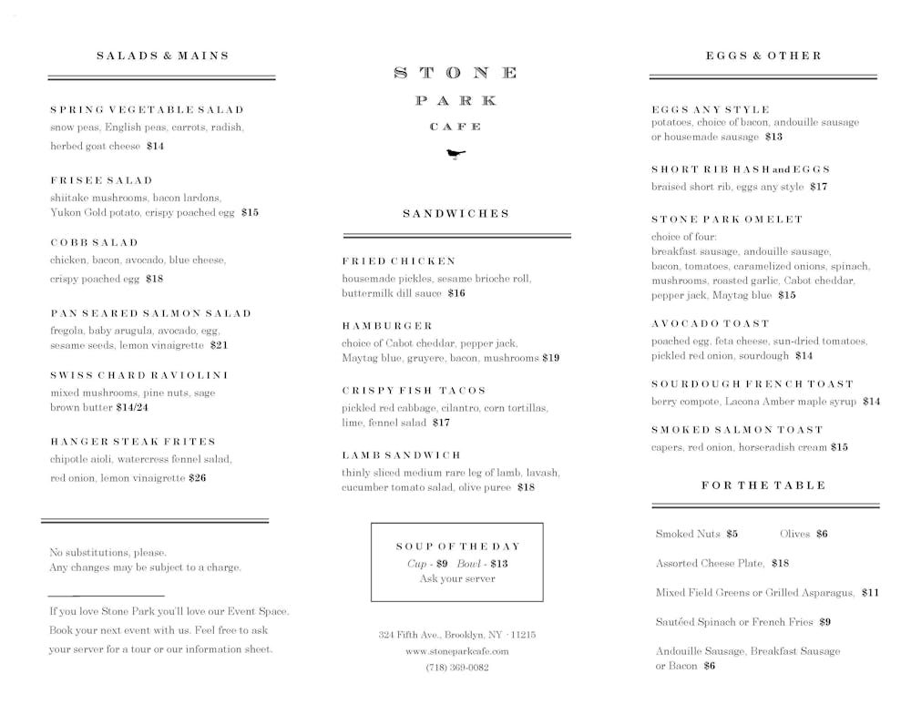 Stone Park Cafe | Hours + Location | Stone Park Cafe