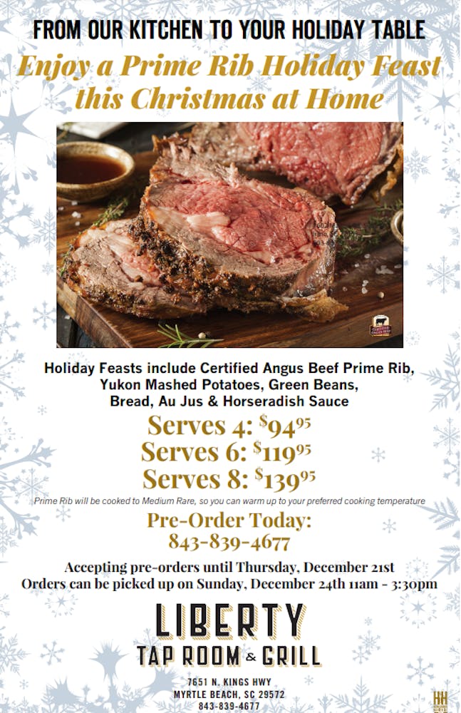 Prime Rib Holiday Feast! | Liberty Tap Room & Grill