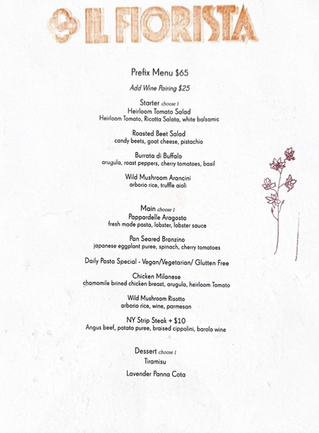 Menus | Il Fiorista | Italian Restaurant, Floral Boutique & Education ...