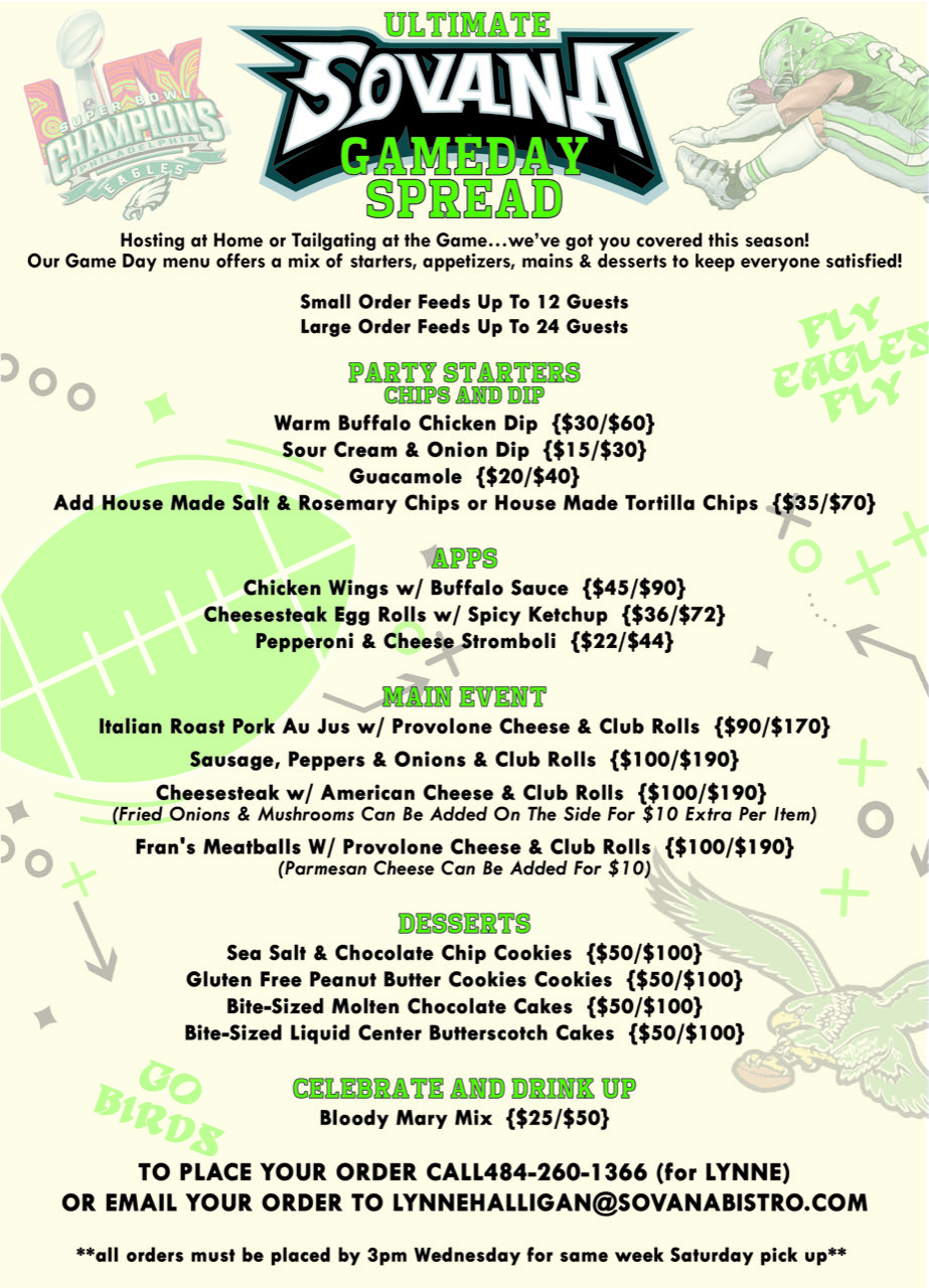 Game Day Spread | Sovana Bistro | American Restaurant in Kennett Square, PA
