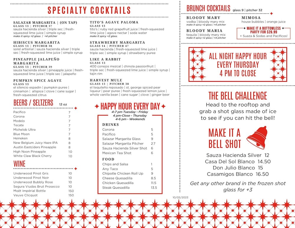 Menus | Salazar in Washington, DC