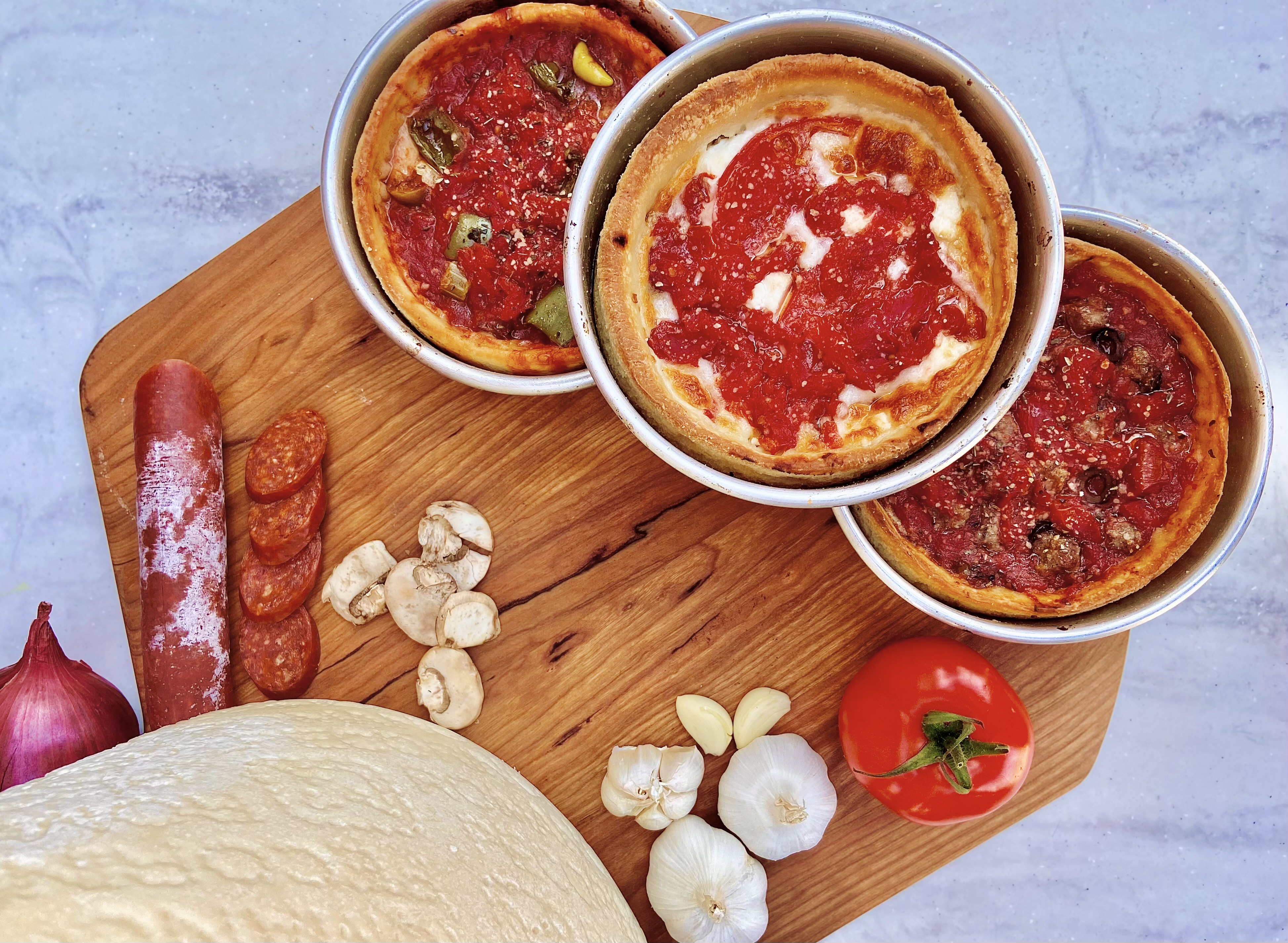 PIZZA FLIGHT! Choose Any 3 6" Deep Dish Style Signature Pizzas and get ...