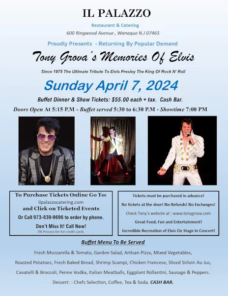 Tony Grova's Memories of Elvis | Il Palazzo | Italian Restaurant ...