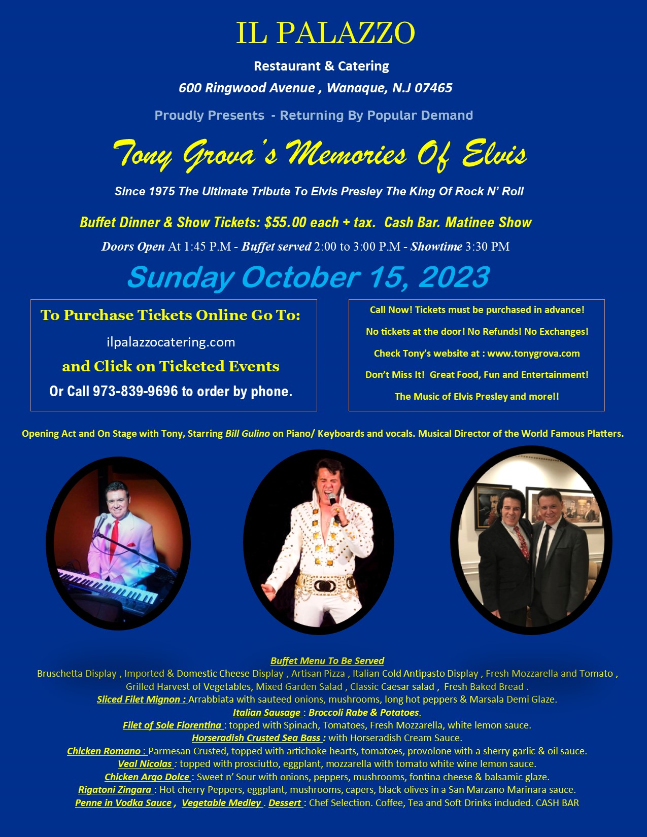 Tony Grova's Memories of Elvis October 15 2023 | Il Palazzo | Italian ...