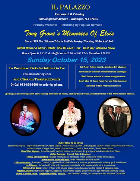 Tony Grova's Memories of Elvis October 15 2023 | Il Palazzo | Italian ...